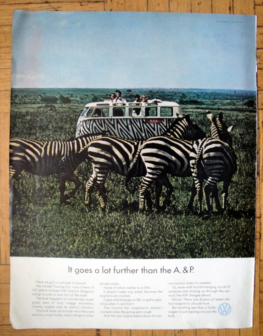 1967 VW Station Wagon-zebra Striped Buses in Kenya-original 13.5 * 10.5 ...