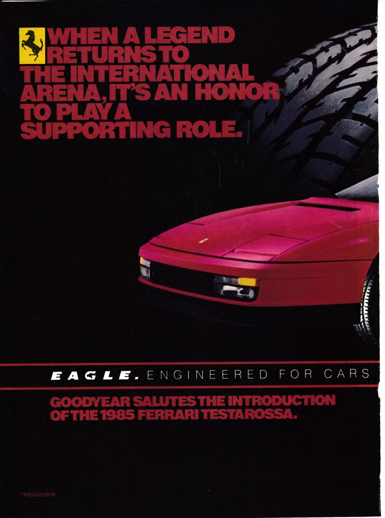 1985 Ferrari Testarossa the Legend Goodyear Tire Original 2 - Etsy