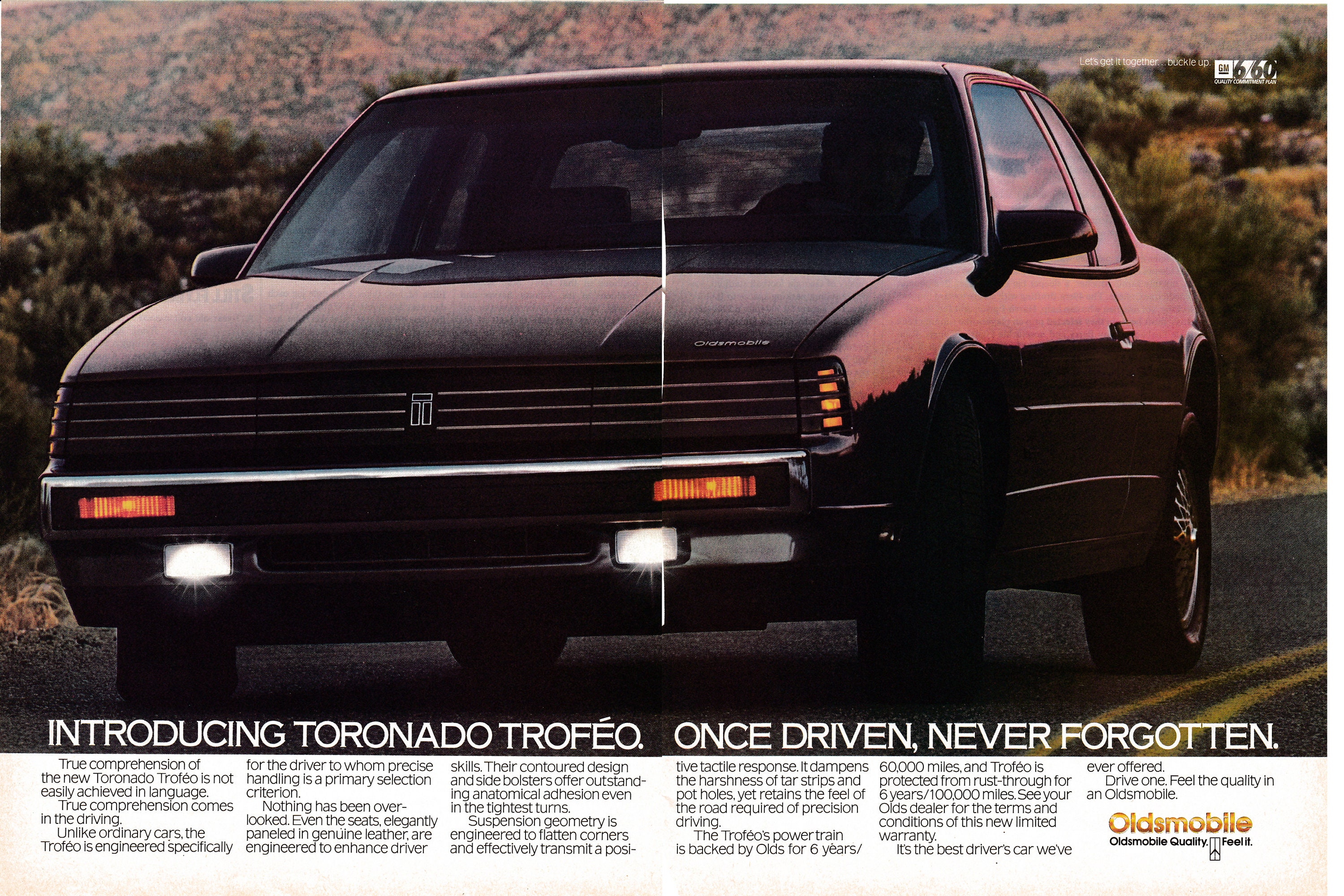 1987 Oldsmobile Toronado Trofeo -original 2 Page Magazine Ad-general ...