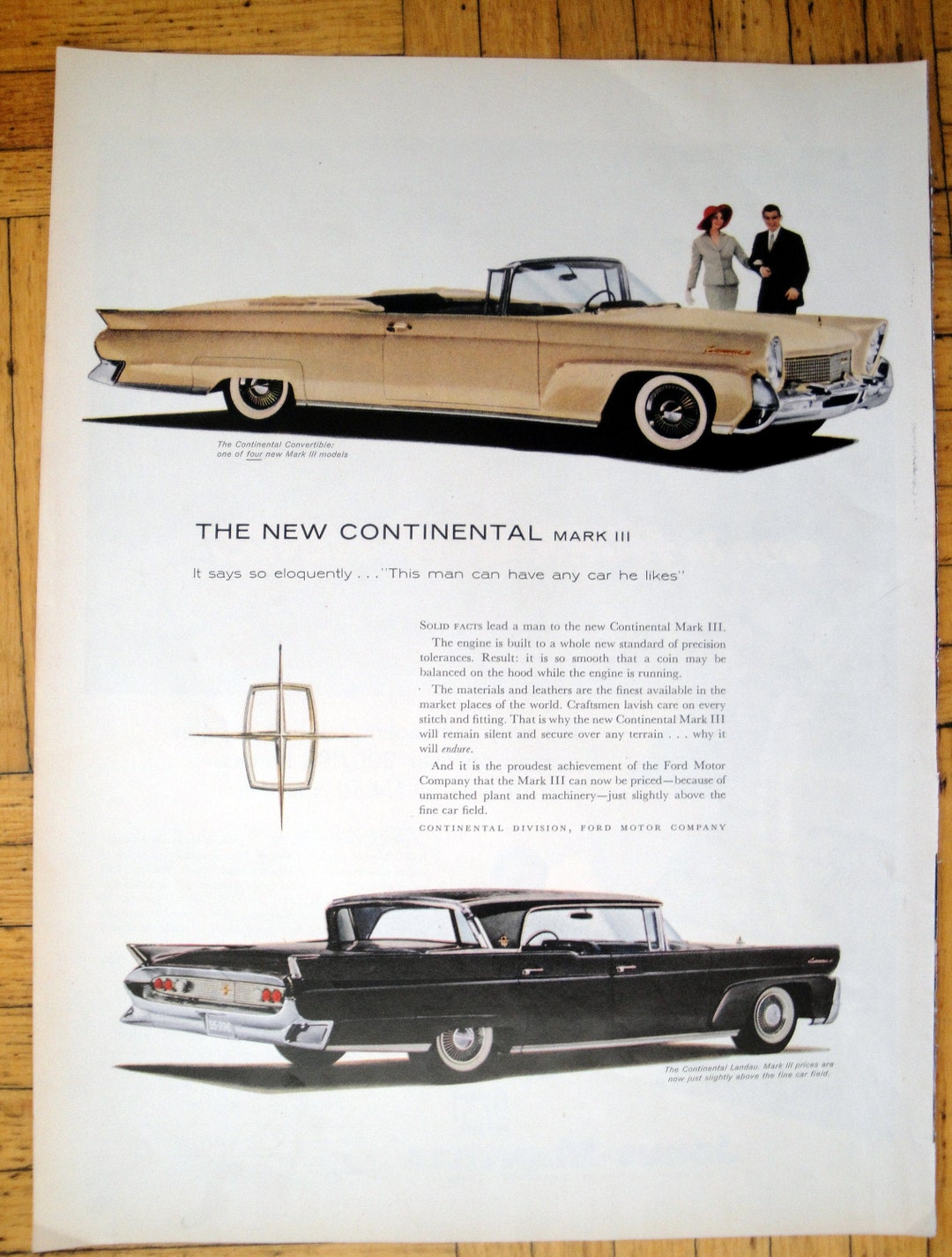 1958 Lincoln Continental Mark III Convertible-original 13.5 * 10.5 ...