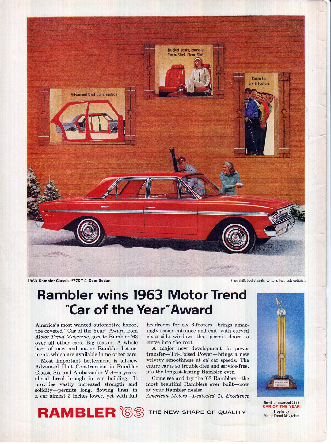 1963 Rambler Classic Car of the Year Ambassador Original 13.5 * 10.5 ...