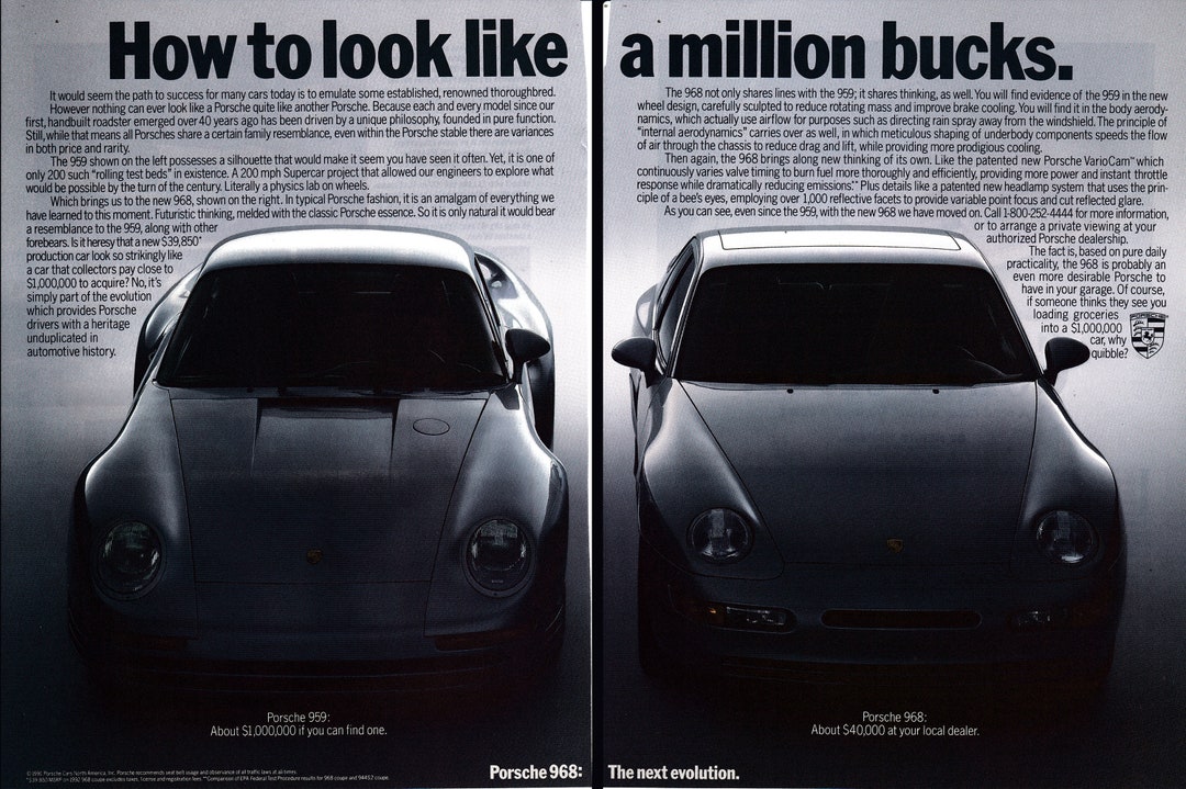 1992 Porsche 959 + 968-how to Look Like A Million-original 2 Page ...