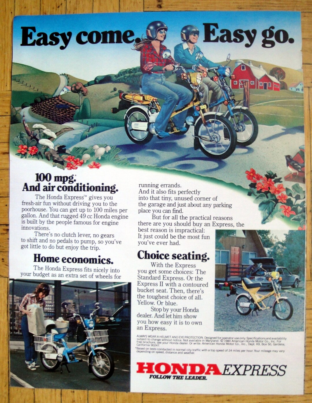 1980 Honda Express-motorbike Motor-scooter Original 13 * 10 Magazine Ad ...