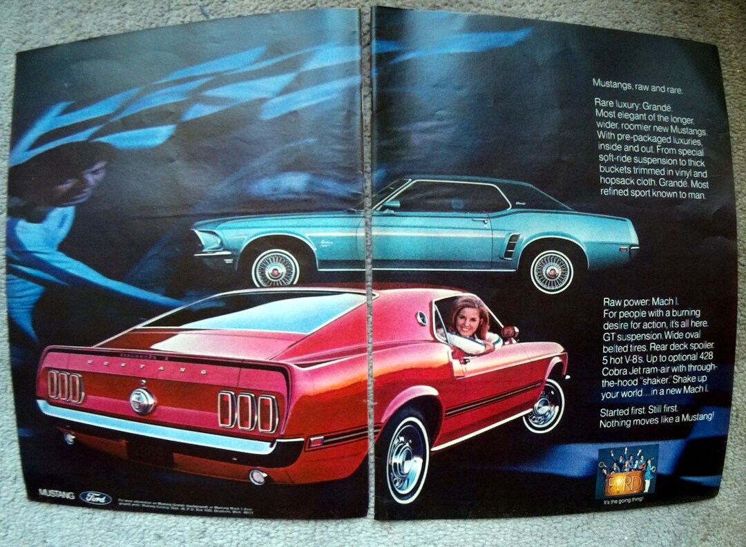 1969 Ford Mustang Mach 1-grande-original 2 Page 13.5 * 10.5 Magazine Ad ...
