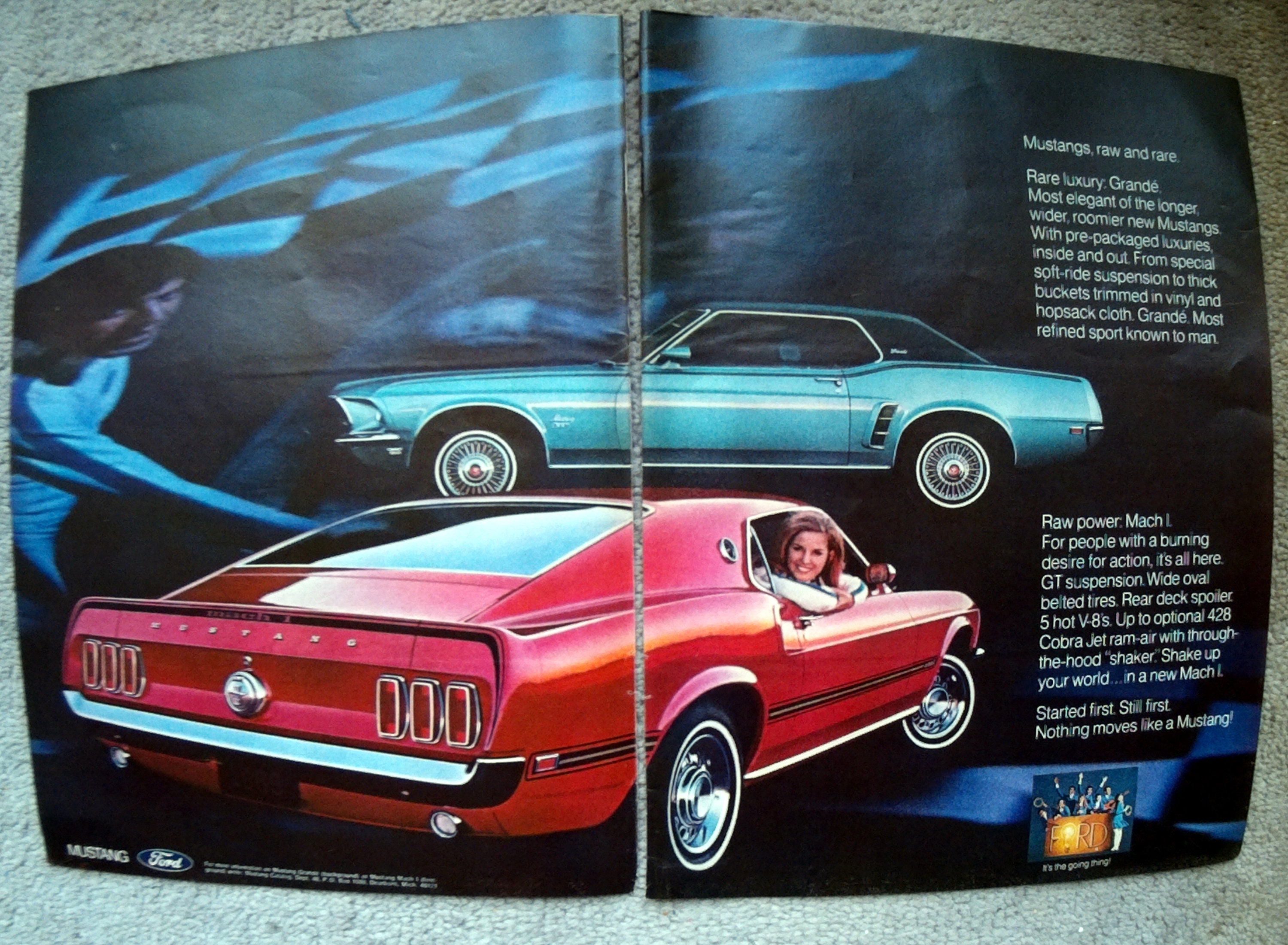 1969 Ford Mustang Mach 1-grande-original 2 Page 13.5 10.5 Magazine Ad ...