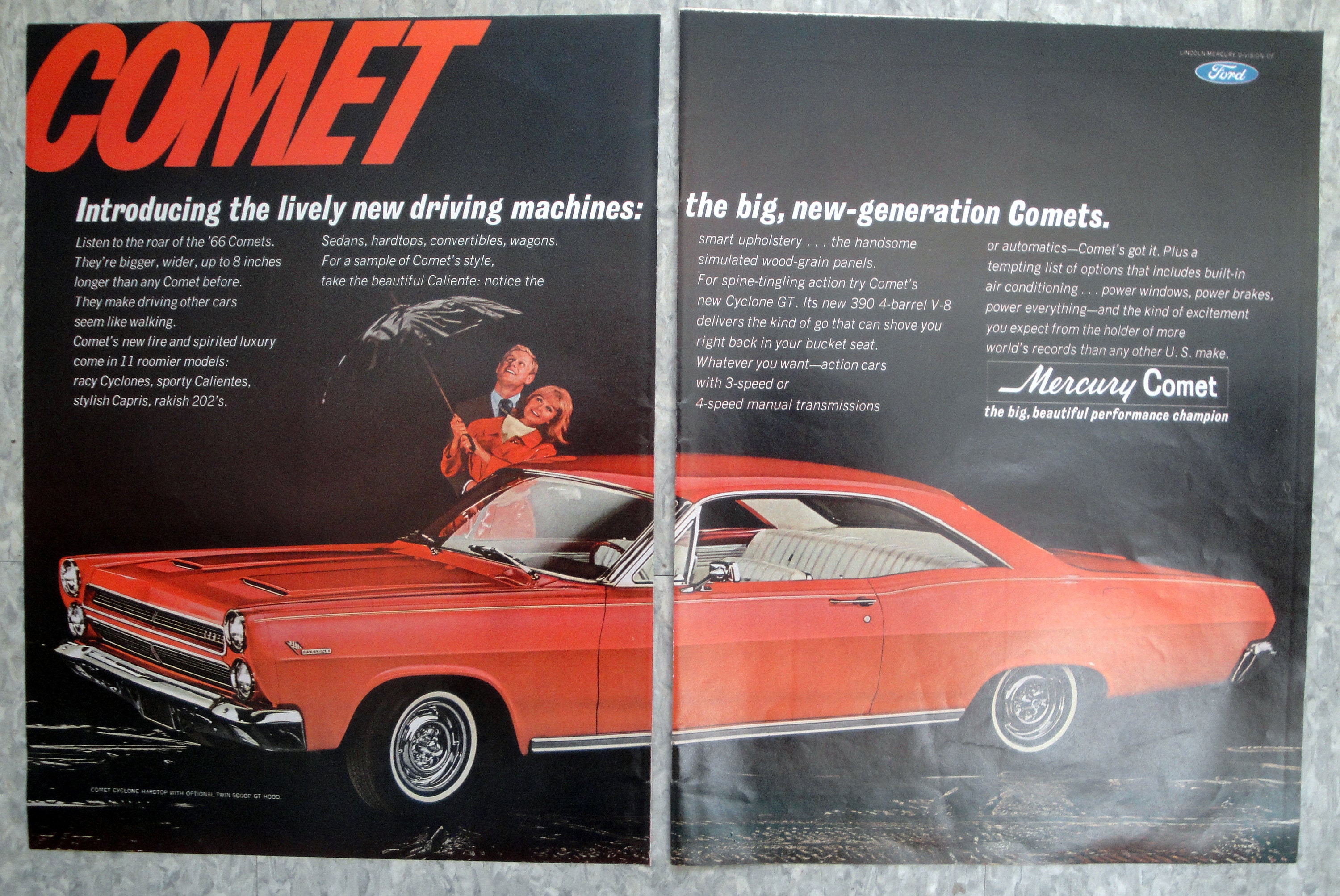 1966 Mercury Comet Cyclone Twin Hood Scoop Original 2 Page | Etsy