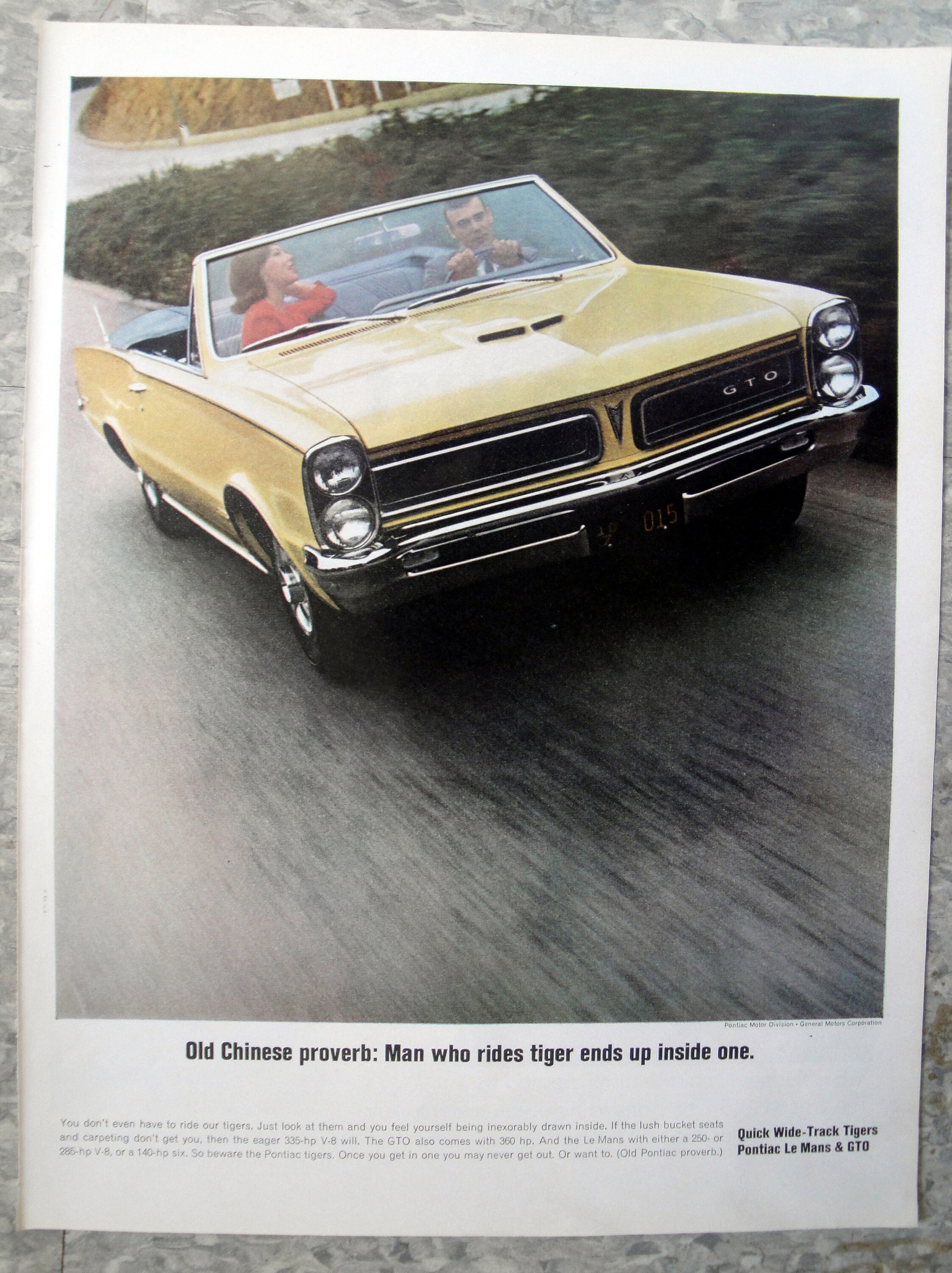 1965 Pontiac GTO Convertible Yellow-ride A Tiger-original 13.5 - Etsy