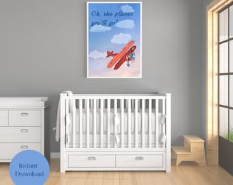 Oh the Places You'll Go Wall Art - Dr.seuss Digital Print - Boys Room ...