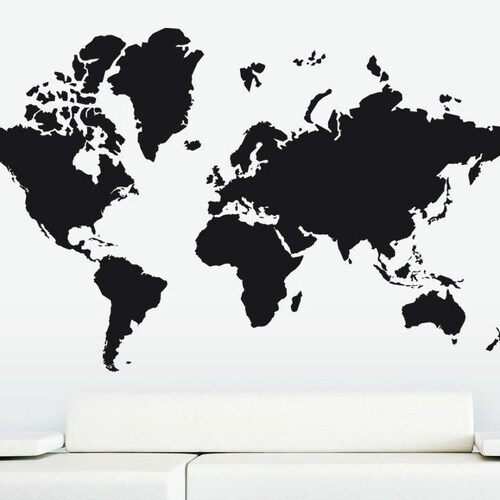 HUGE World Map Vinyl Wall Art Sticker Decal Available in 24 | Etsy UK