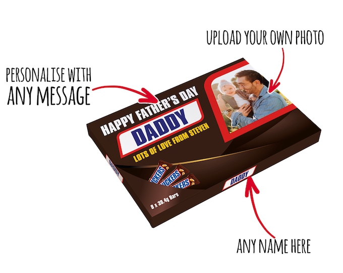 Personalised Snickers Gift Box Photo Upload Any Message Any Name Ideal ...