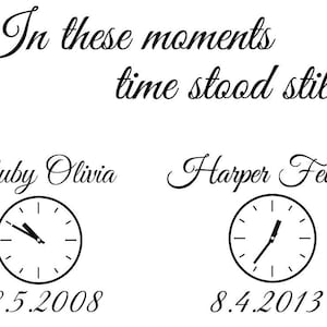 In These Moments Time Stood Still + Clocks Vinyl Wall Art Sticker Decal ...