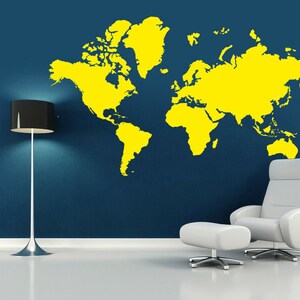 HUGE World Map Vinyl Wall Art Sticker Decal - Available in 24+ Colours ...
