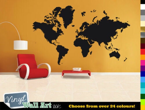 HUGE World Map Vinyl Wall Art Sticker Decal Available in 24 - Etsy UK
