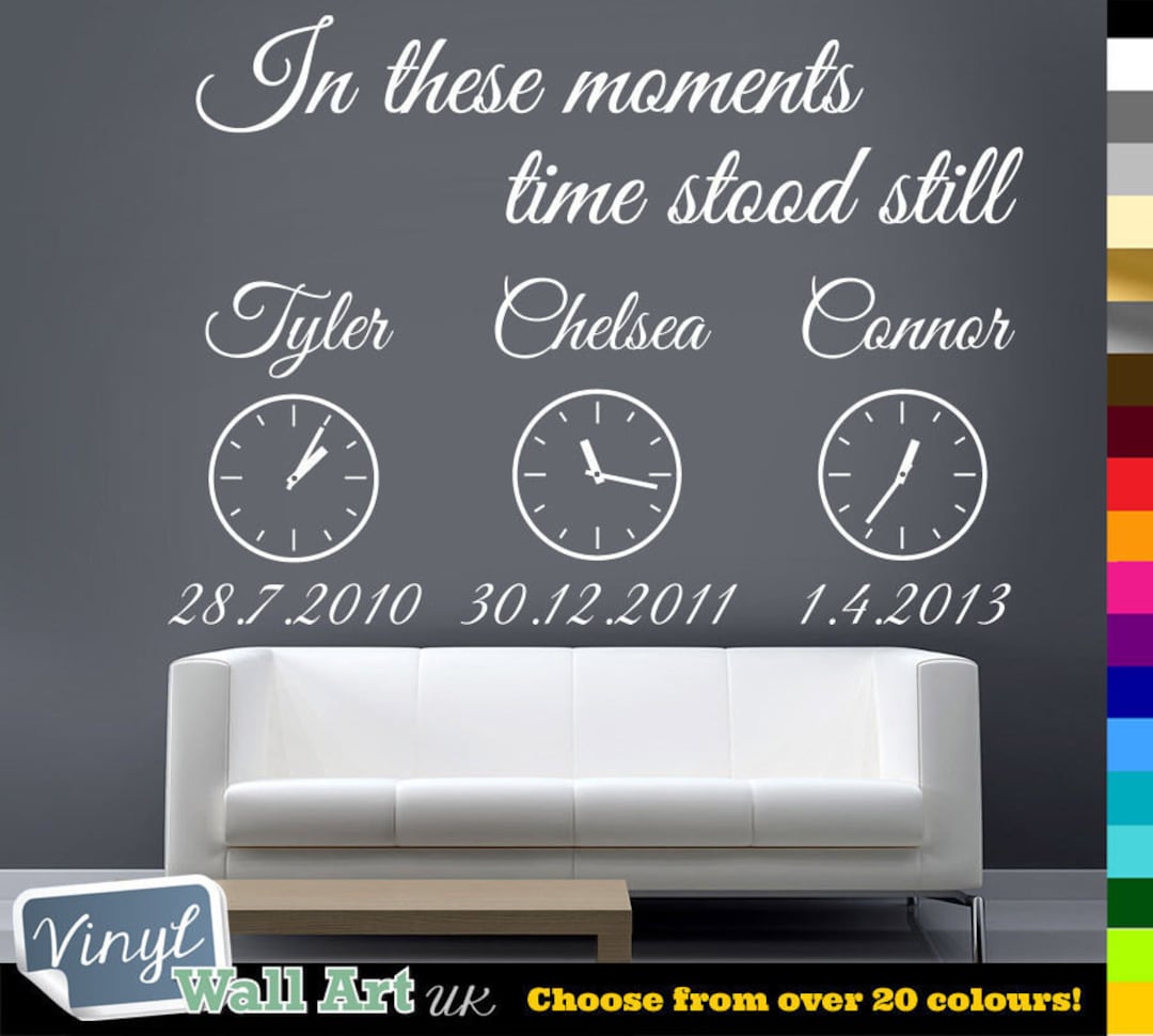 In These Moments Time Stood Still + Clocks Vinyl Wall Art Sticker Decal ...