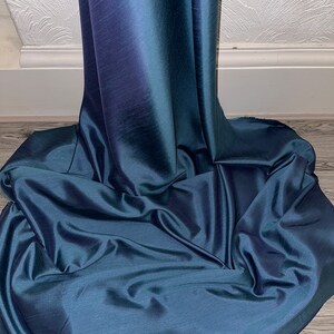 Metallic Blue Shantung Faux Silk Fabric 58'' PRICE PER METER - Etsy