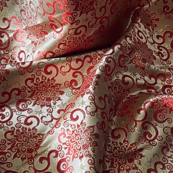 Red Gold Fabric - Etsy