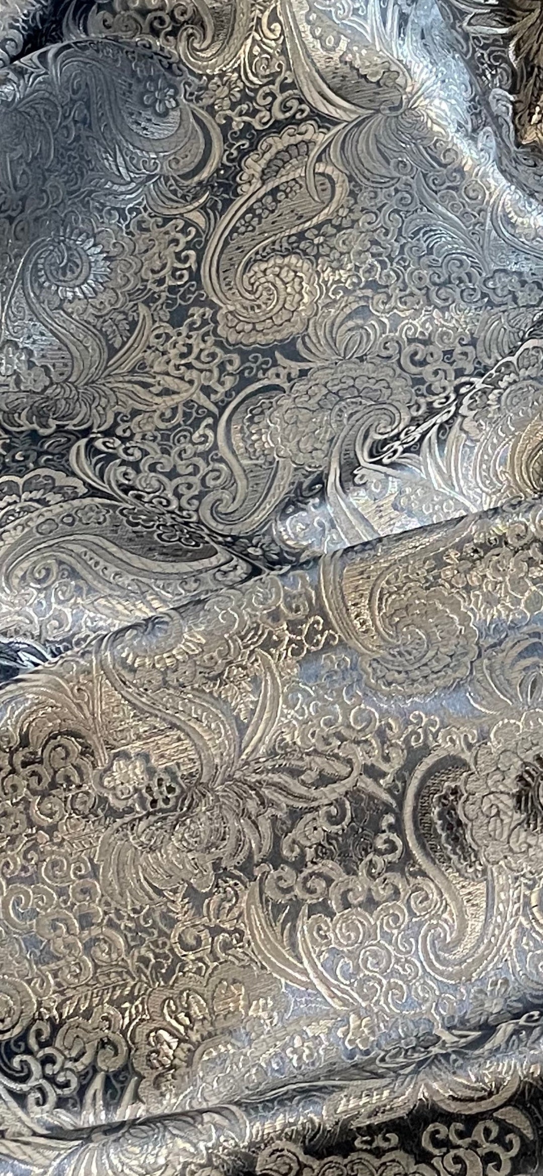 Grau Silber Paisley Metallic Brokat Stoff 145 cm PREIS PRO METER - Etsy ...