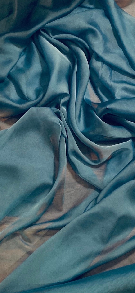 Dark Turquoise Cationic Chiffon Fabric 58 PRICE PER METER Etsy Ireland