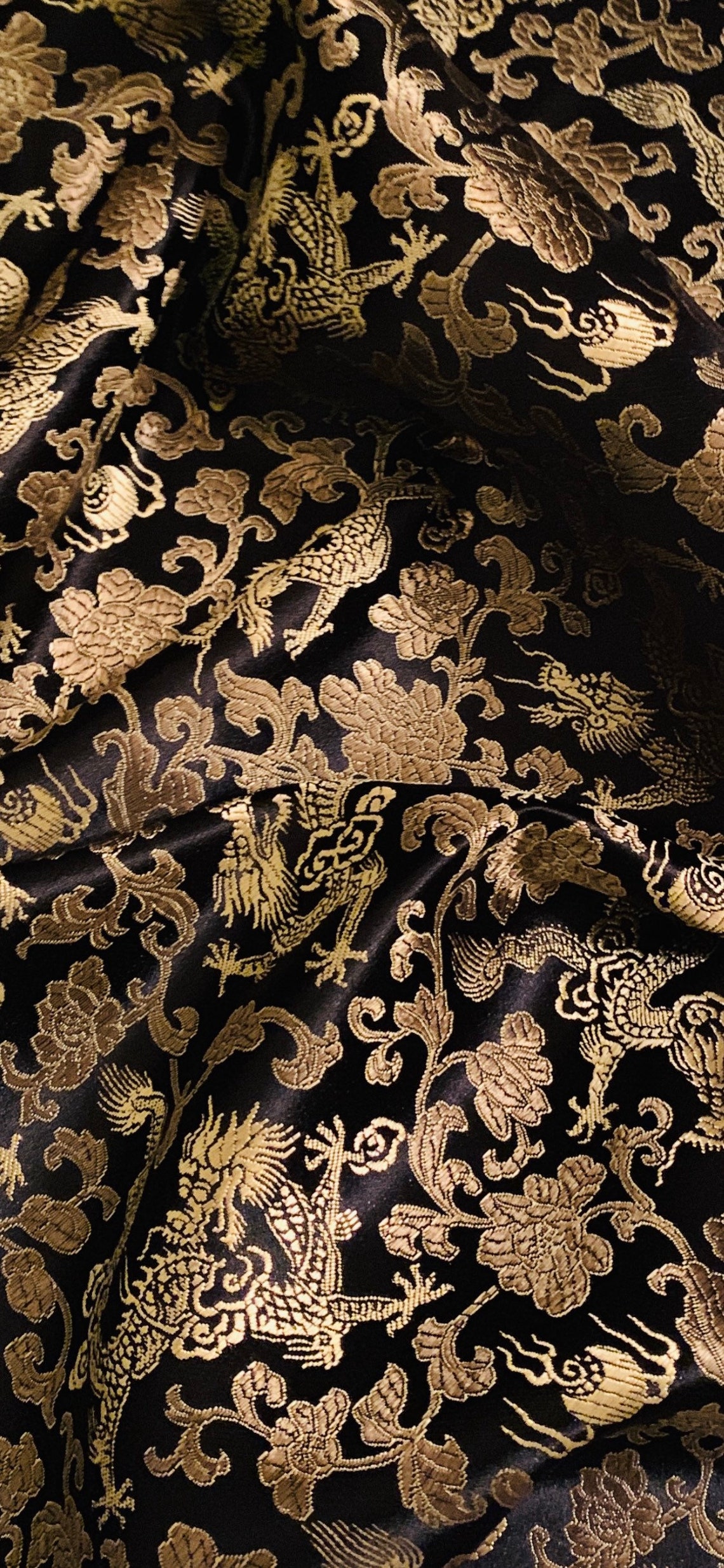 Black Gold Dragon Chinese Brocade Fabric 45'' PRICE PER METER - Etsy