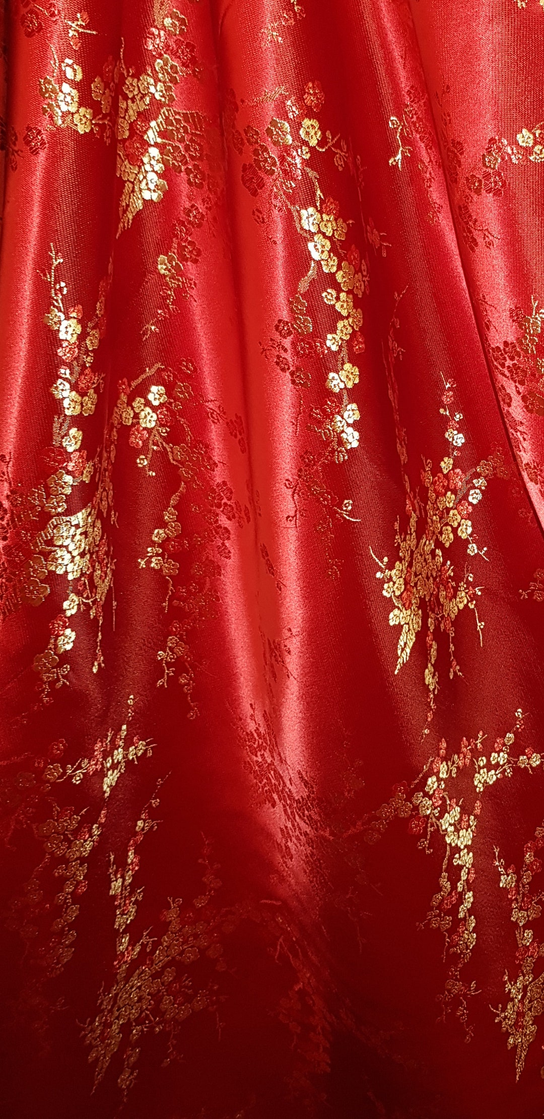 Red Gold Blossom Flower Chinese Brocade Fabric 45'' PRICE PER METER - Etsy