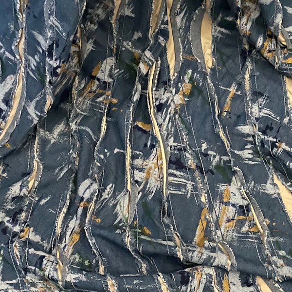 Navy Yellow Fabric - Etsy