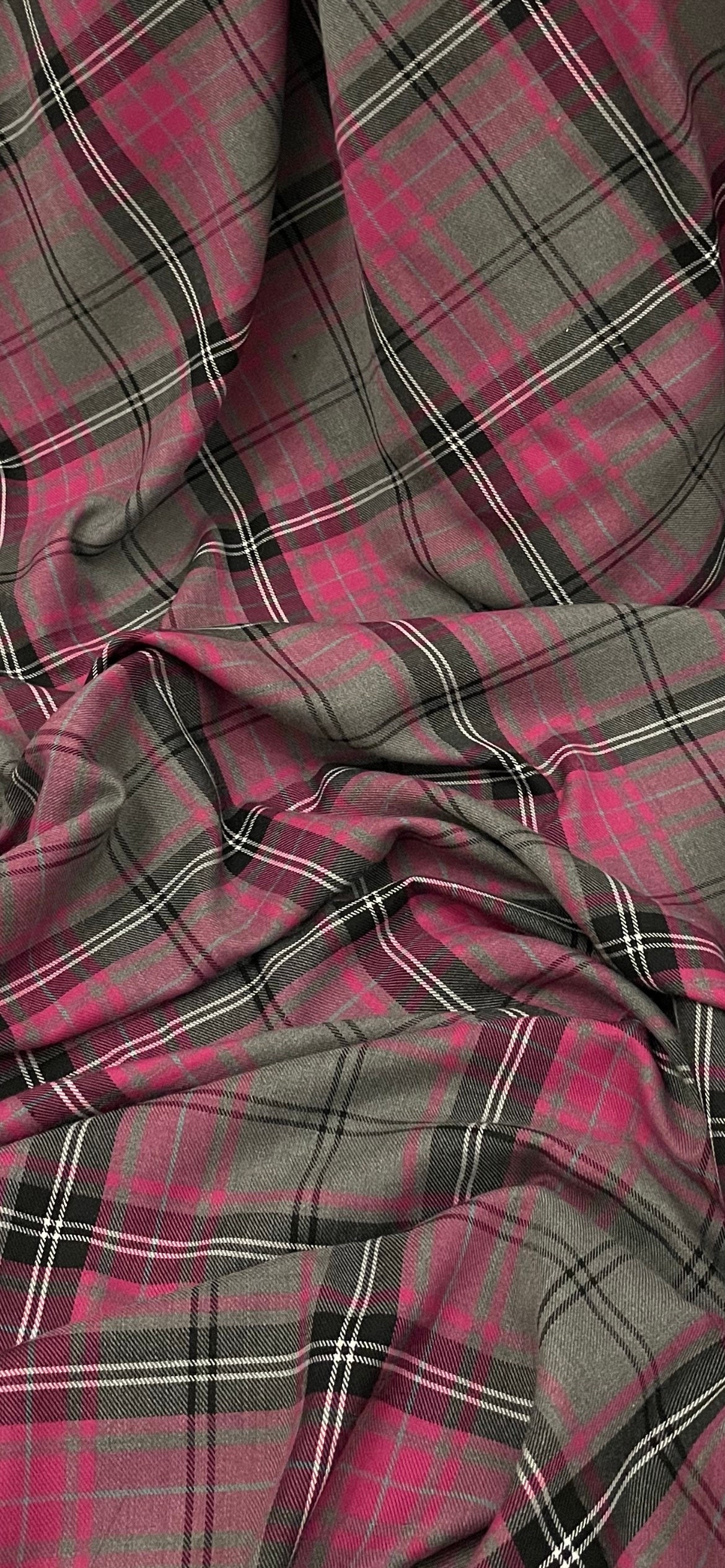 Pink Grey White Tartan Poly-viscose Fabric 58’’ PRICE PER METER - Etsy UK