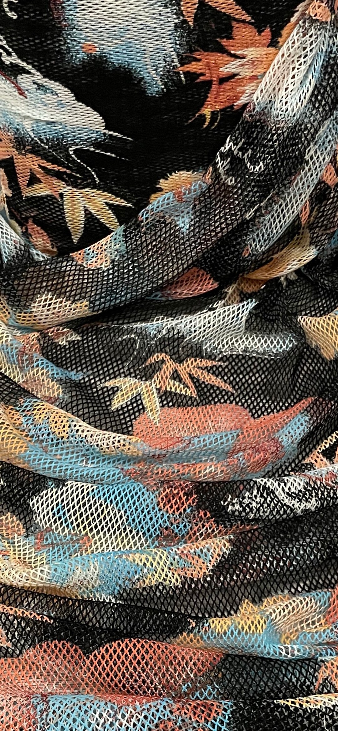 Black Multicoloured Floral Fishnet Chainmail Mesh/net Fabric 58’’ PRICE ...