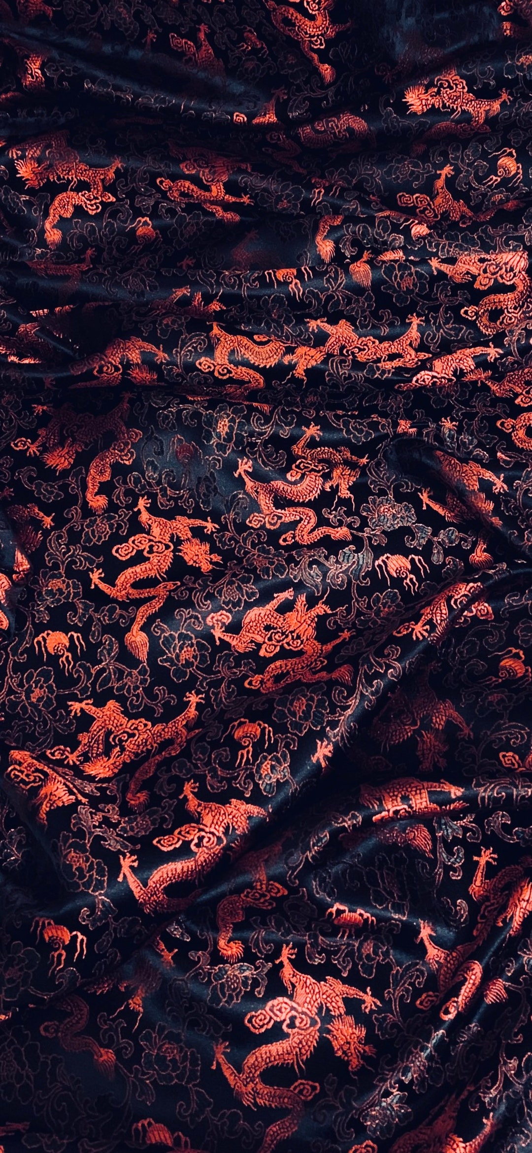 Black Red Dragon Chinese Brocade Fabric 45'' PRICE PER METER - Etsy