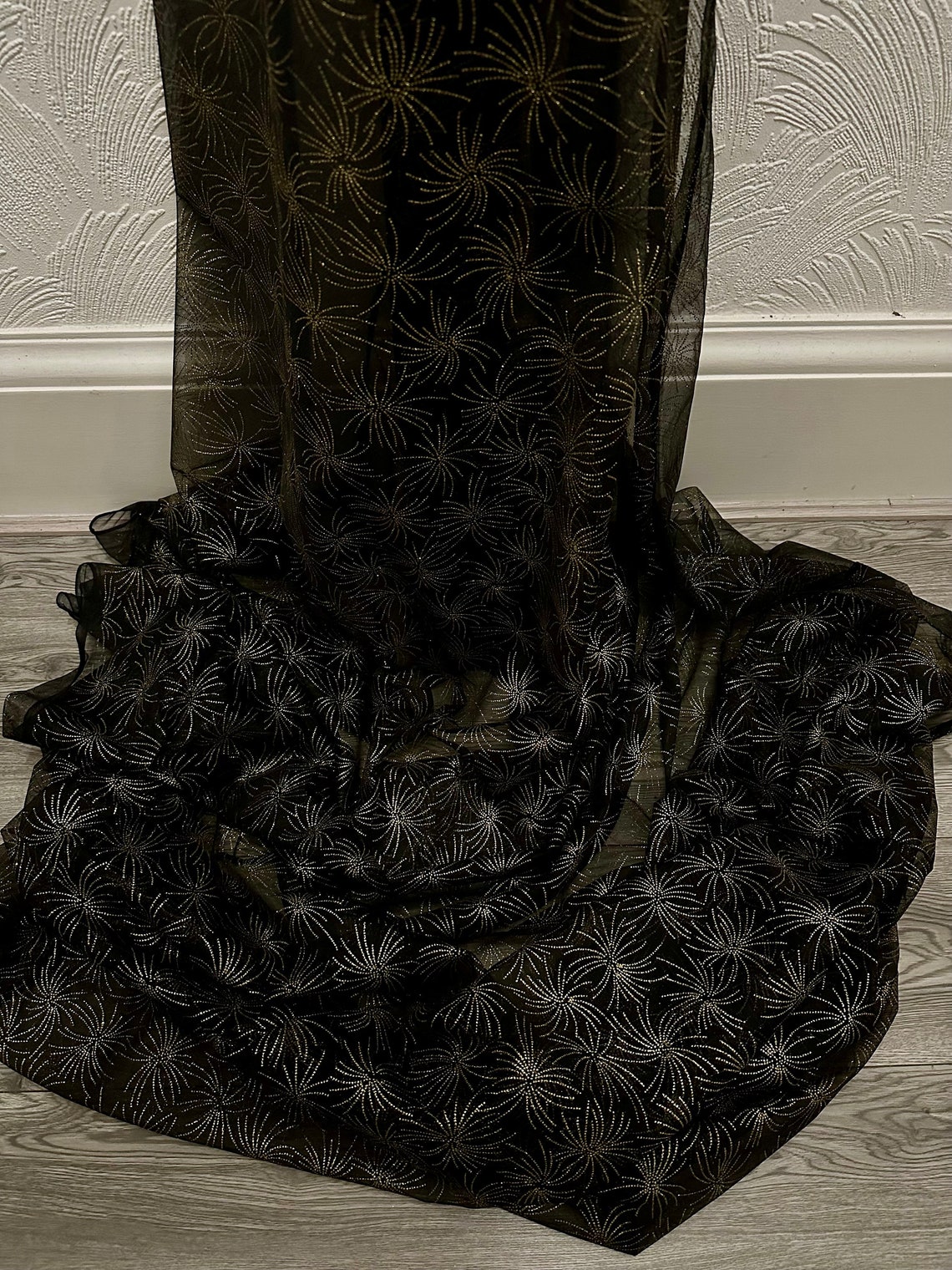 Black Gold Fireworks Organza Fabric 58'' PRICE PER METER - Etsy