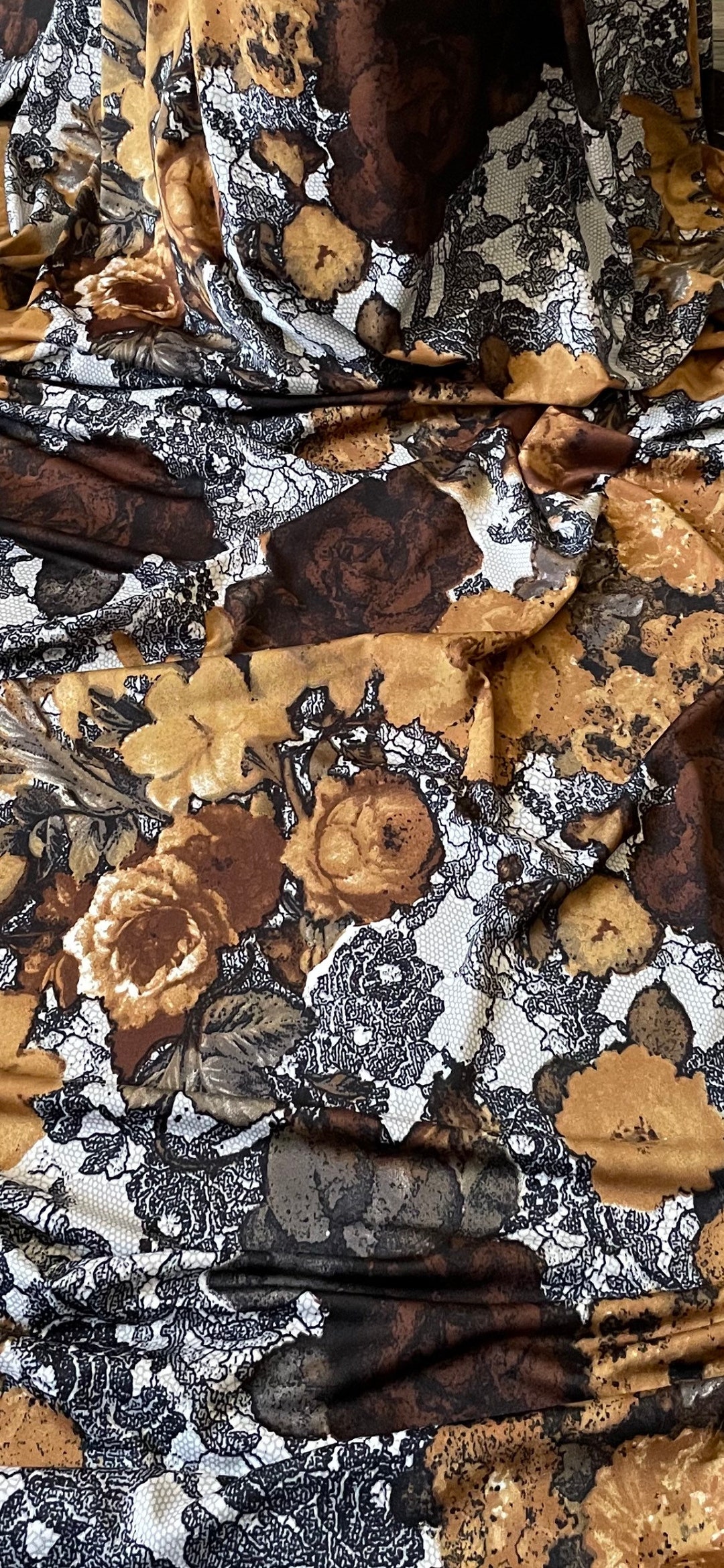 Braun Mehrfarbig Floral Stretch Lycra Stoff 58'' PREIS PRO METER - Etsy.de