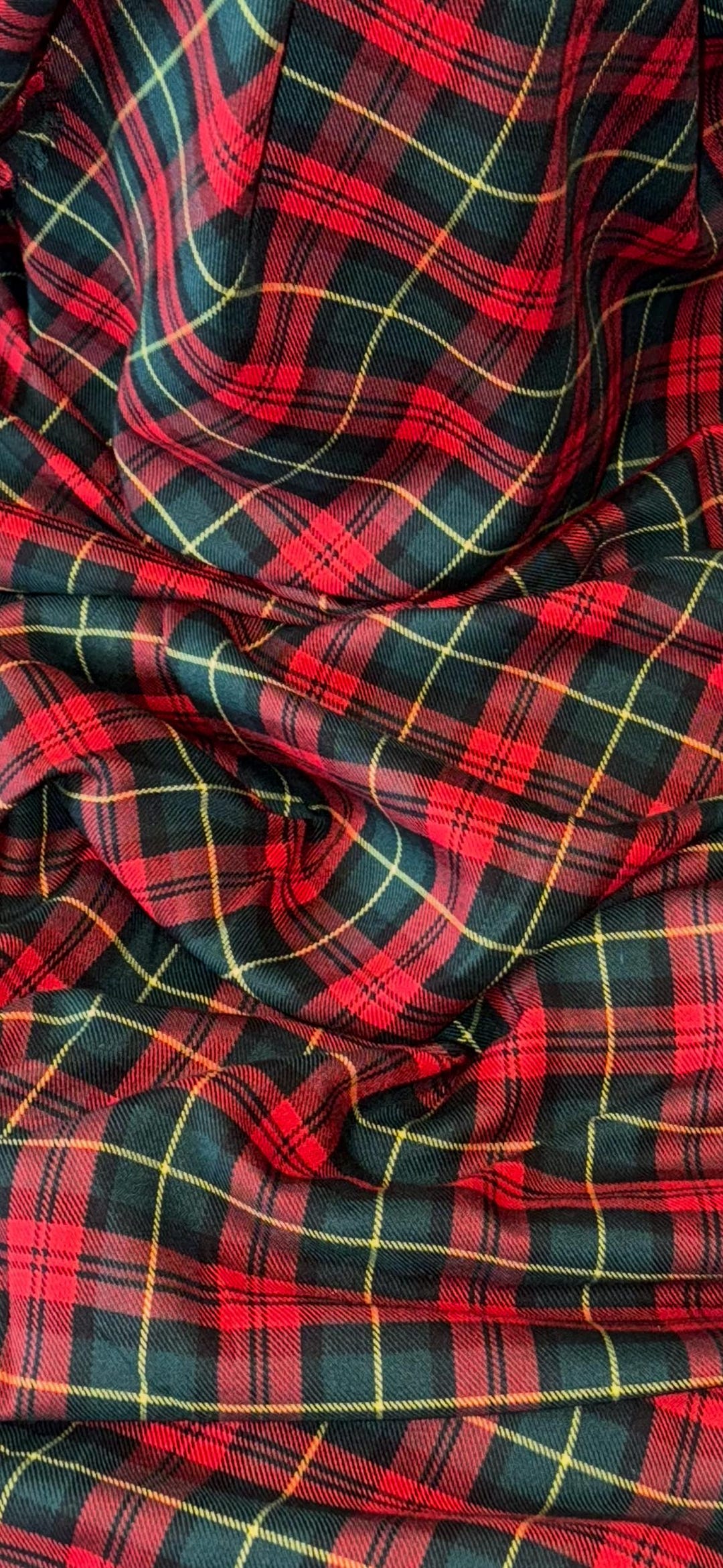 Red Bottle Green Yellow Tartan Poly-viscose Fabric 58’’ PRICE PER METER ...