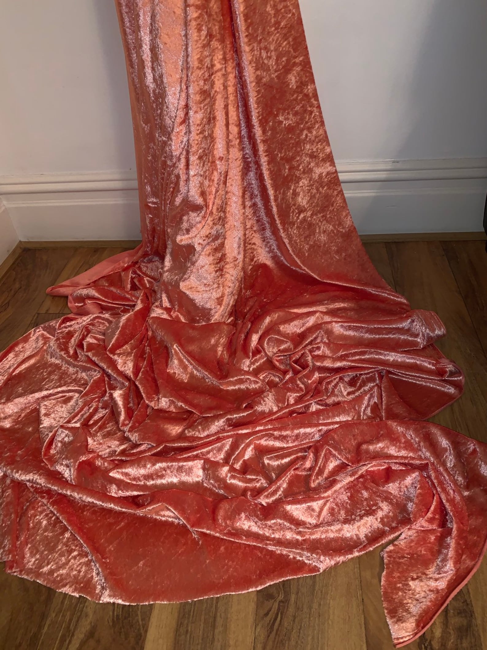 Peach Crushed Velvet Fabric 58'' PRICE PER METER - Etsy