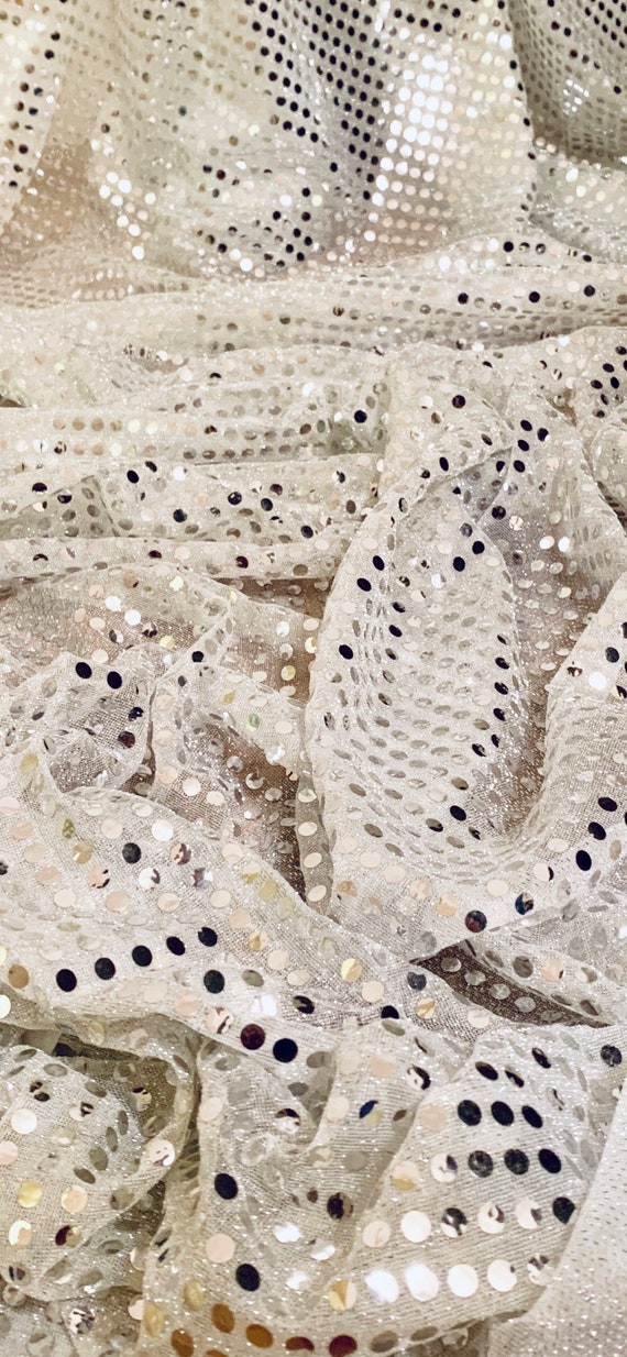 White Sequin Fabric 45'' PRICE PER METER | Etsy