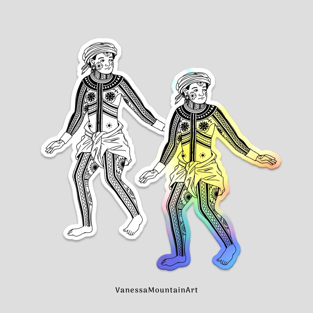 Pre-colonial Filipino Visayan Tattooed Man | Sticker | Black & White ...