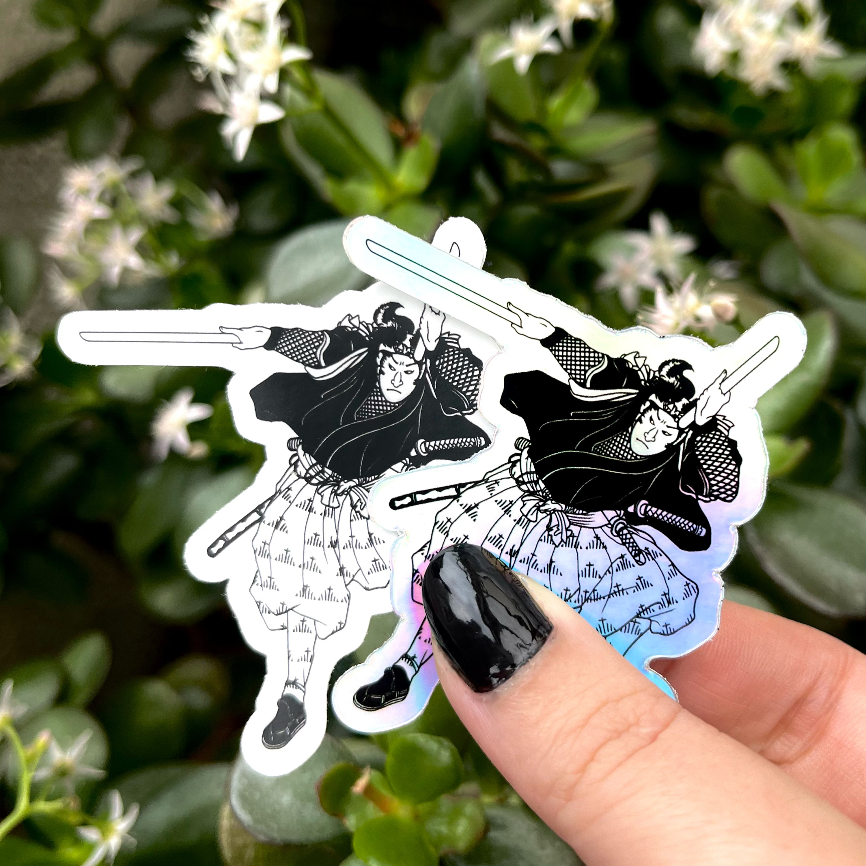 Miyamoto Musashi Samurai Sticker Black & White Matte / Holographic - Etsy
