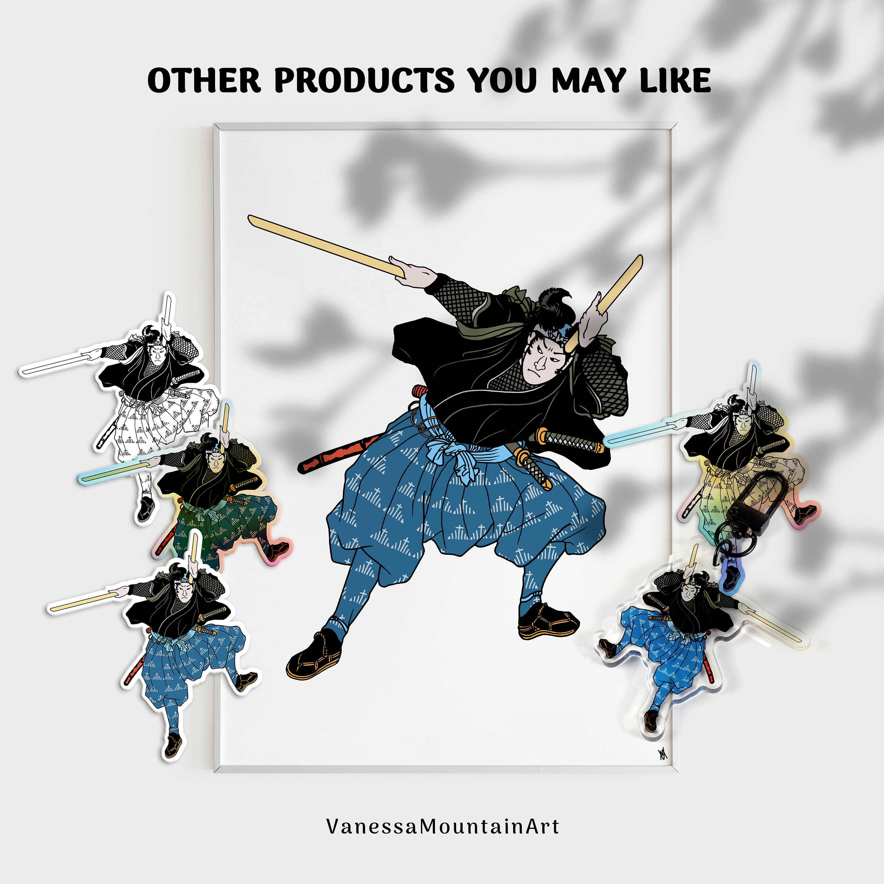 Miyamoto Musashi Samurai Sticker Black & White Matte / Holographic - Etsy