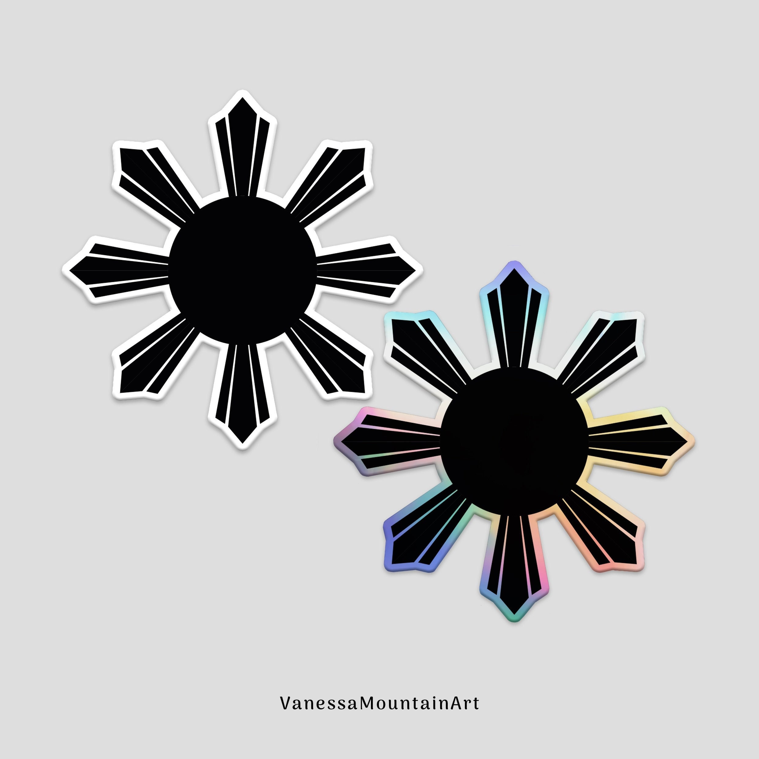 Filipino Sun | Sticker | Black & White Matte / Holographic - Etsy