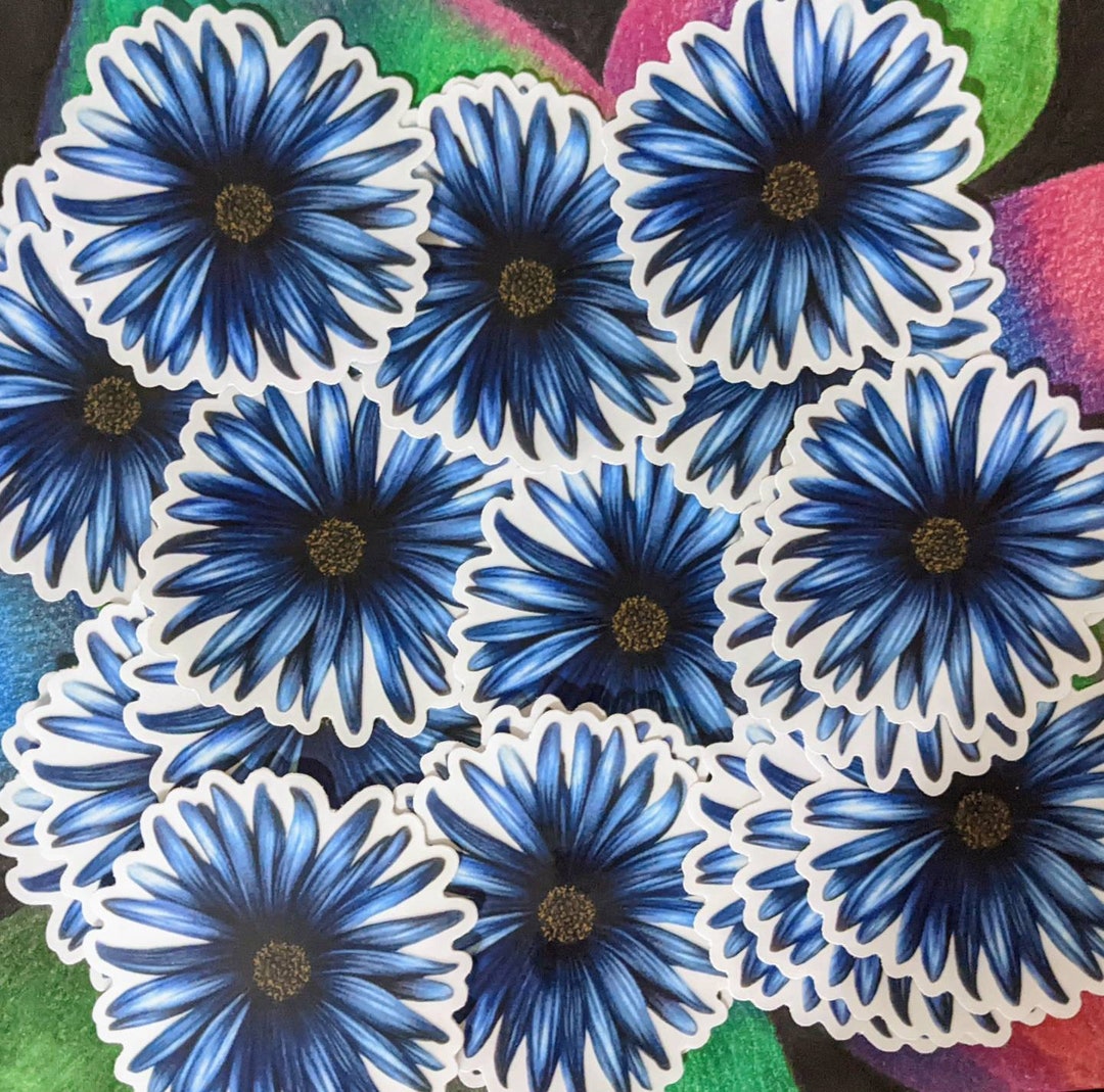 Sticker - Dark Navy Blue Daisy Flower Vinyl Sticker/decal. 3x2.9in ...