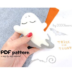 Felt Ghost Diy, Felt Ghost Pattern, Felt Toy Halloween, Cute Ghost ...