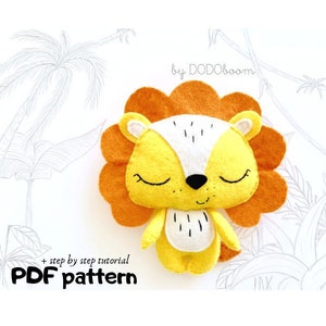 Felt Lion Pattern, Felt Lion Toy, Lion Toy Diy, Lion Sewing Pattern ...