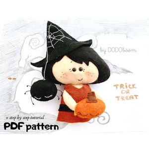 Felt Witch Pattern, Witch Diy, Witch Toy Diy, Felt Halloween Pattern ...