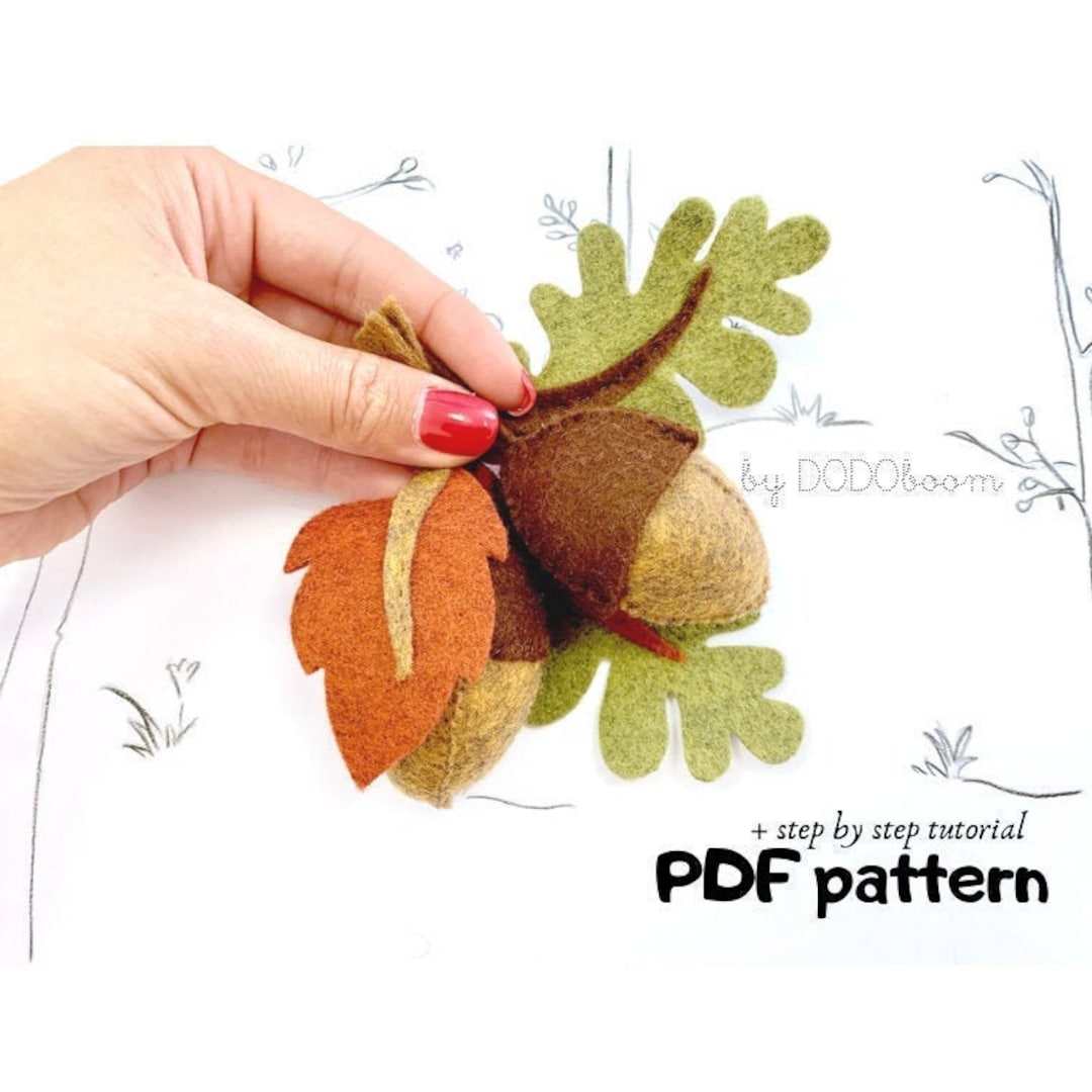 Acorn Felt Pattern, Felt Acorn Toy, Woodland Baby Mobile Pattern, Felt ...
