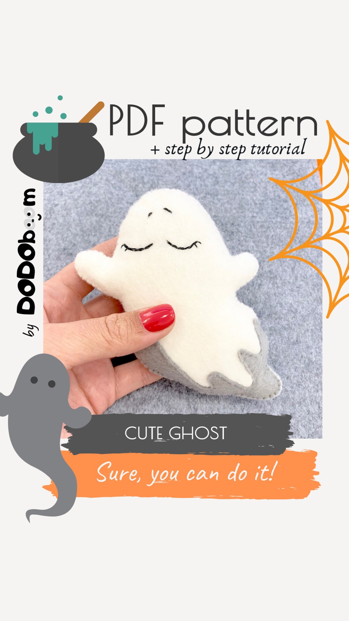 Felt Ghost Diy Felt Ghost Pattern Felt Toy Halloween Cute - Etsy