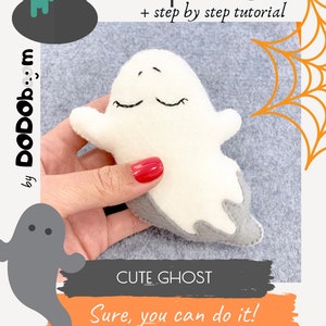 Felt Ghost Diy, Felt Ghost Pattern, Felt Toy Halloween, Cute Ghost ...