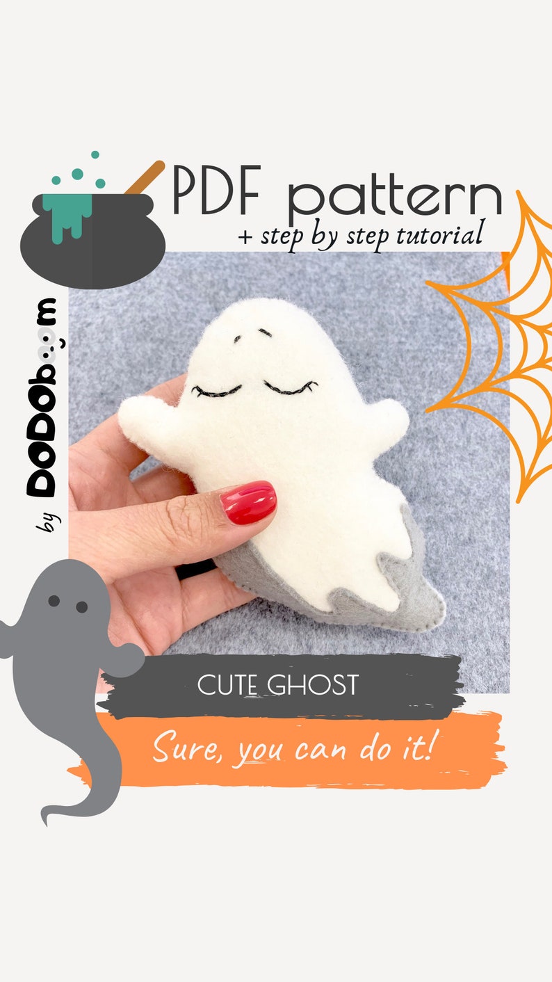 Felt Ghost Diy Felt Ghost Pattern Felt Toy Halloween Cute - Etsy