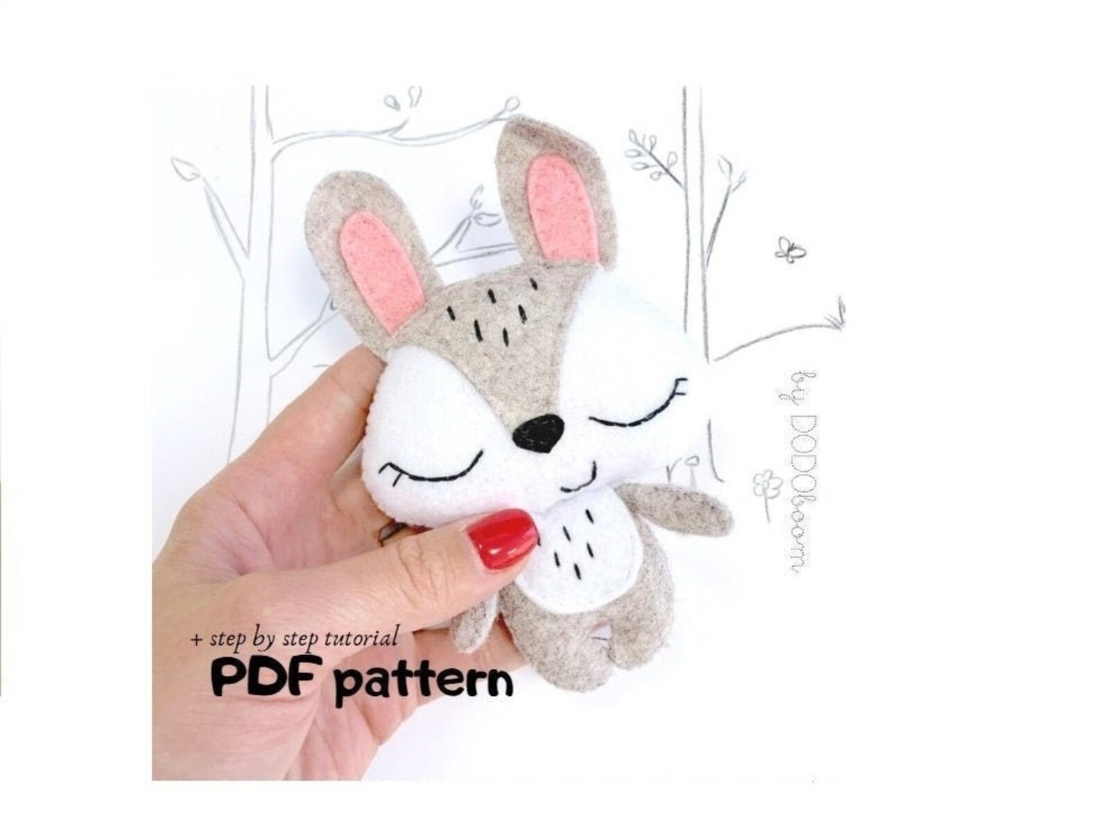 Hare Felt Pattern Felt Rabbit Pdf Felt Hare Diy Hare Sewing | Etsy