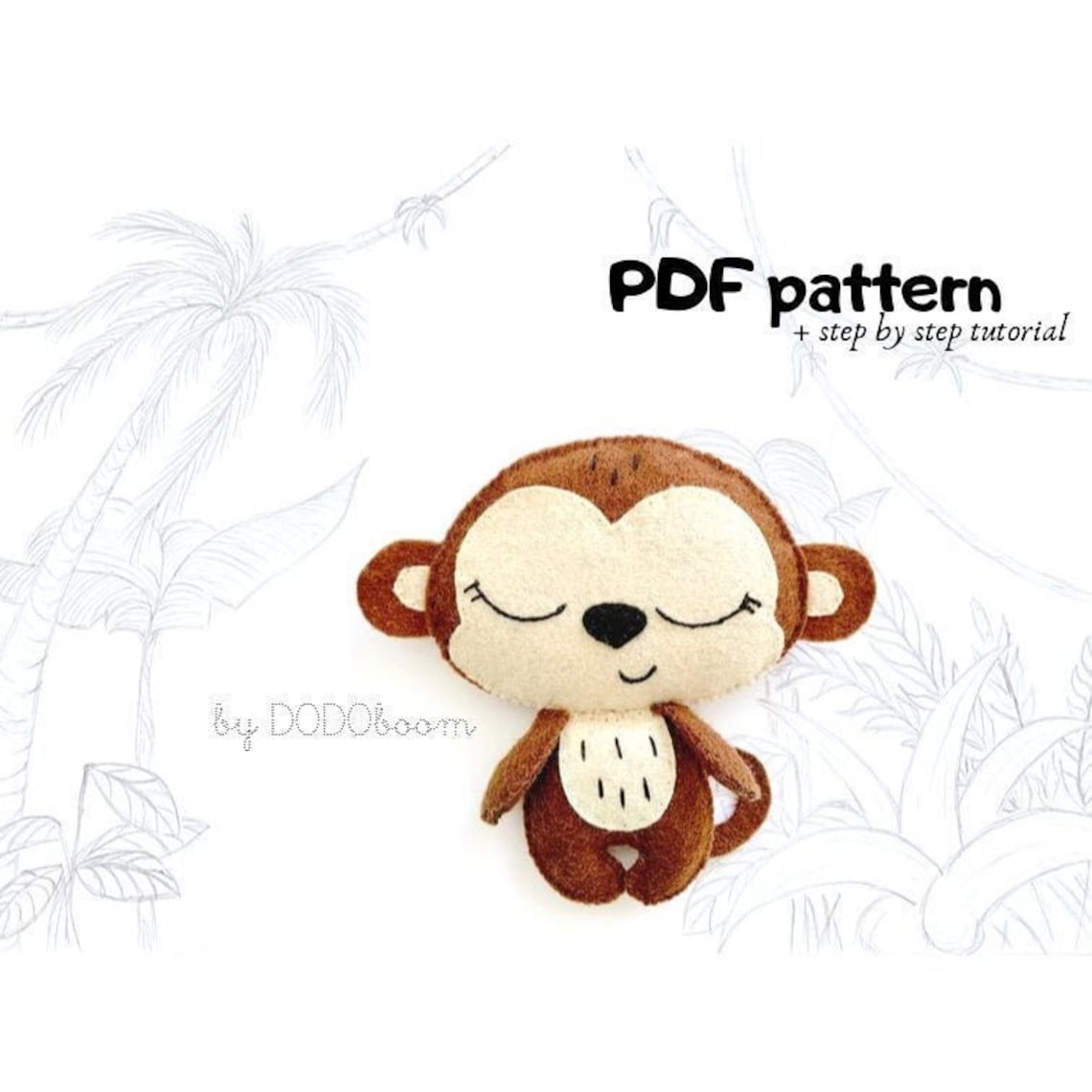 Felt Monkey Pattern, Monkey Toy Diy, Monkey Crib Mobile Pattern, Felt ...