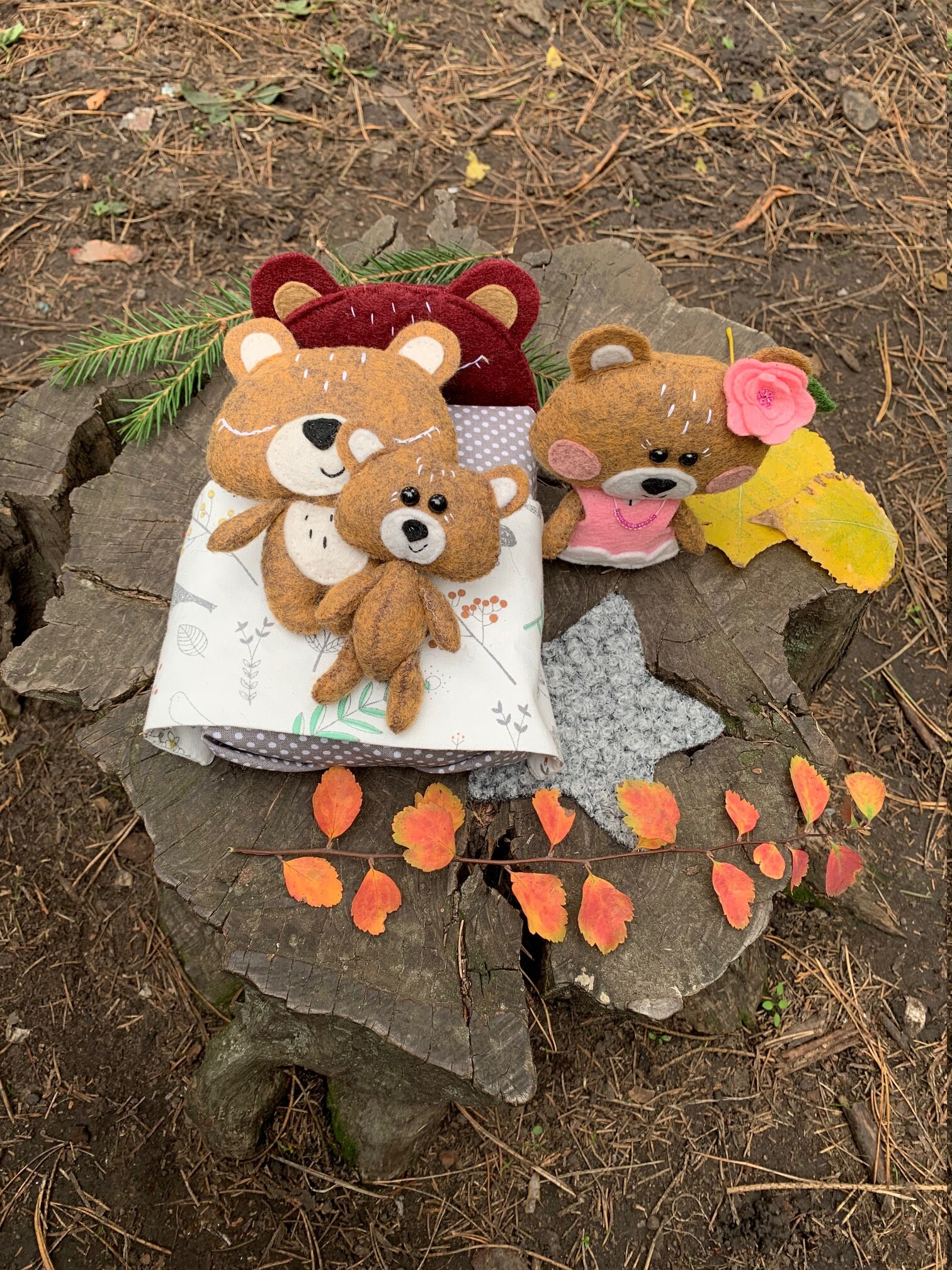 Felt doll family pattern bear family pattern family doll | Etsy