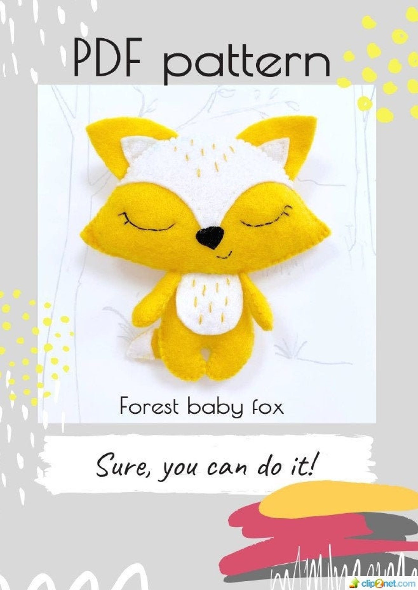 Felt Fox Pattern, Felt Fox Pdf, Felt Fox Diy, Felt Toy Pattern, Forest ...