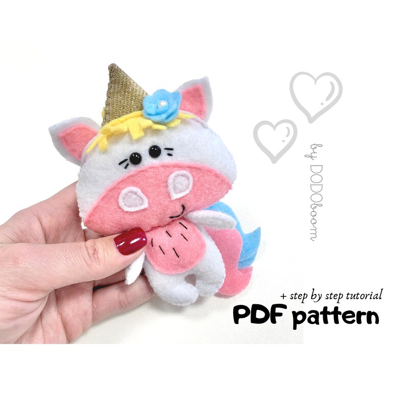 Felt Unicorn Toy Pattern Pdf Unicorn Gift Diy Unicorn Doll | Etsy